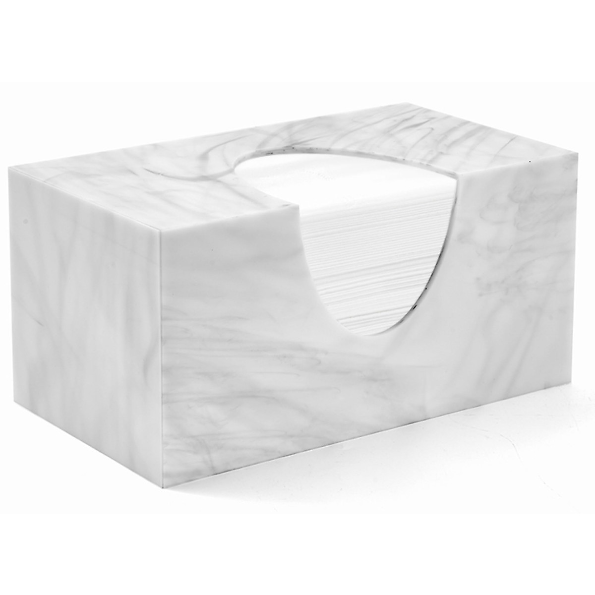 Tissue Box Cover Rectangle - Tissue Box Holder Rectangular - Compatible with Puffs - Acrylic Marble Bathroom Accessories Decor
