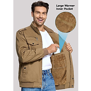 EKLENTSON Men's Warm Winter Coat, Khaki, X-Large