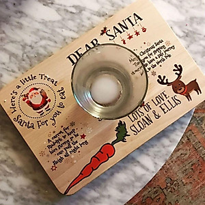 Personalized Christmas Eve Treats w/Wooden Santa Plate, Platter Board, Placemats
