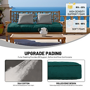 Lokex Bench Cushion,36x14x4 Inch Double Piping Waterproof Bench Cushions for Outdoor Furniture,Non-Slip Window Seat Cushions Indoor,Green