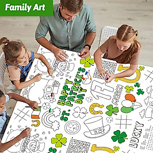 Wiooffen 47"x 82" St. Patrick's Day Giant Coloring Tablecloth Posters Activity for Kids, Huge Holiday Color-in Paper Poster Table Cover Arts and Crafts for Kids Preschool Kindergarten Classroom