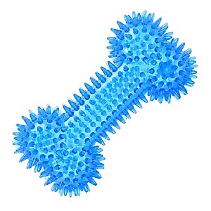 JQCUJQA Dog Squeaky Bone Chew Toy for Aggressive Chewers, Durable Dog Rubber Bone Toy Dogs Teeth Cleaning and Training (Blue)