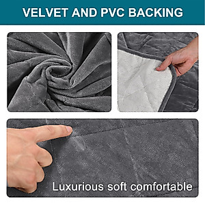 Turquoize Velvet Armrest Covers for Chairs and Sofas Couch Armrest Cover for Recliner with Side Pocket Non-Slip Arm Covers Protector for Dogs Washable Armrest Slipcovers Set of 2, Gray