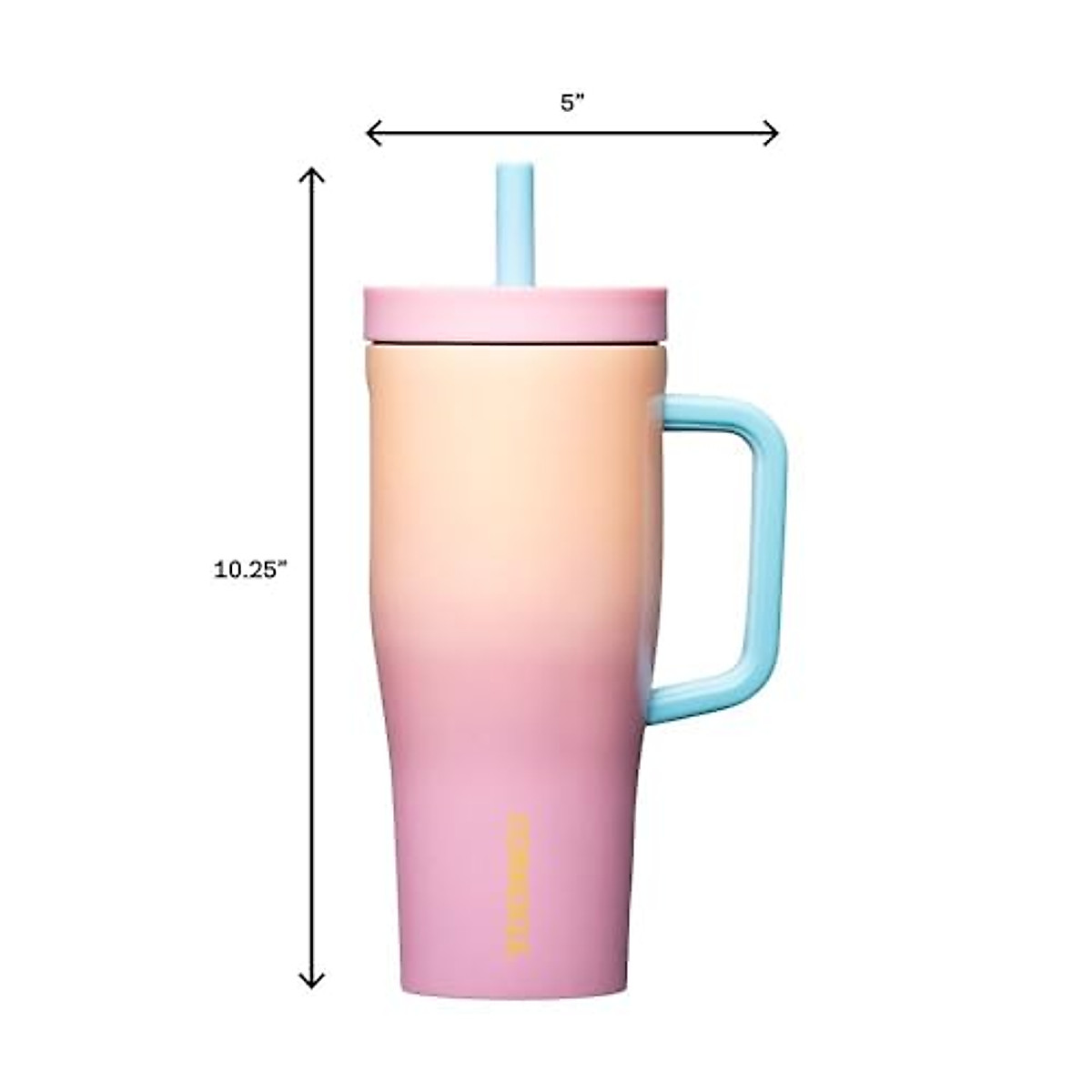 Corkcicle Cruiser Insulated Tumbler with Handle & Straw, Lover, 22 oz – 100% Leakproof Cupholder Friendly Water Bottle Keeps Drinks Cold 20hrs
