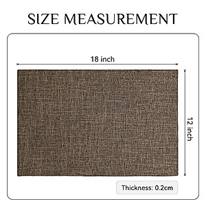 Softalker Faux Linen Placemats Set of 6-12 x 18 Inch, Heat Resistant Double Layered Durable Burlap Farmhouse Place Mats, Non-Slip Washable Rustic Table Mats for Dining, Kitchen, Party（Brown