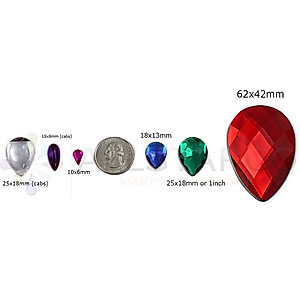 Allstarco 18x13mm Flat Back Teardrop Acrylic Rhinestones Plastic Gems for Jewelry Making Costume Jewels Cosplay Card Making Embelishments Crafts - 30 Pieces (Pink H112)