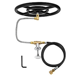 Stanbroil Natural Gas Fire Pit Burner Ring Installation Kit, Black Steel, 12-inch