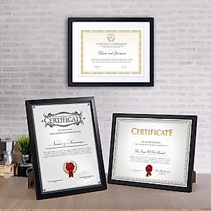 Giftgarden 11x14 Picture Frame Set of 4, Matted to 8x10 or 9x12 Photos with Double Mats, Display 14x11 Poster without Mat, Wall or Tabletop, Black