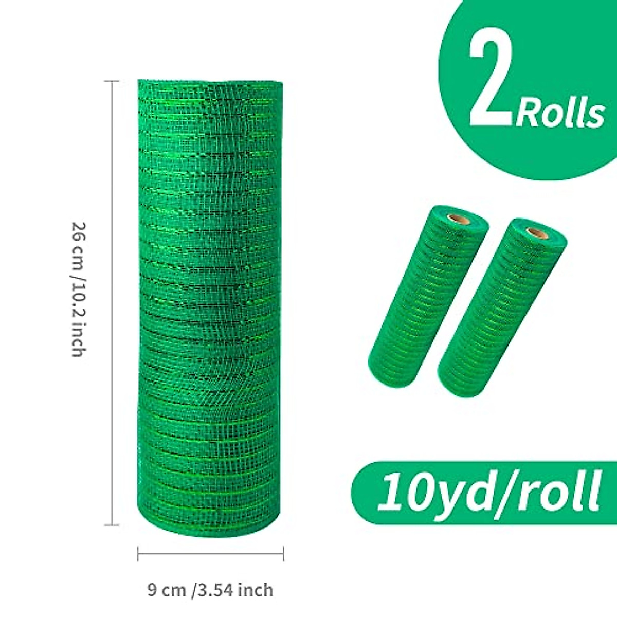 2 Rolls Emerald Green Deco Mesh Ribbon 10 in x 30 ft Mesh Ribbon for St. Patrick's Day DIY Wreath Supplies Party Christmas Tree Decorations Poly Mesh Gift Wrapping Bows