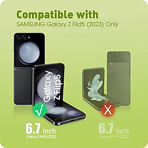 i-Blason Cosmo for Samsung Galaxy Z Flip 5 Case [Hinge Protection] [Built-in Front Screen Protector] [Support Wireless Charging] Slim Stylish Protective Phone Case for Galaxy Z Flip 5 (Green)