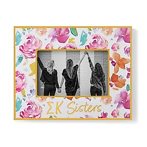 Sorority Shop Sigma Kappa Sister Picture Frames with Cute Floral Design, for 4" x 6" Pictures, SK Sorority Gifts, Big Little Sorority Gift, Sigma Kappa Gifts for Women