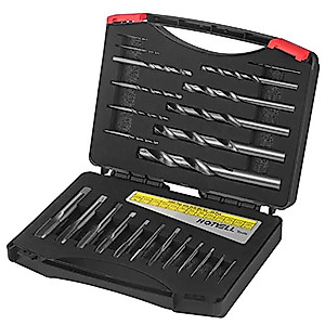 HOTYELL Drill and Tap Set, Metric HSS Taps M2 to M16 with Matching Jobber Length Drill Bits - 24 Pcs