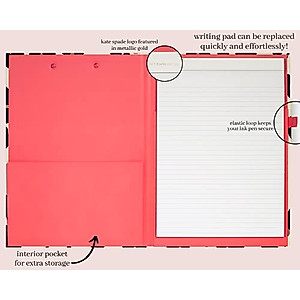 Kate Spade New York Leopard Print Clipboard Folio with Low Profile Clip, Professional Padfolio Includes Lined Notepad, Pen Loop, and Pocket, Forest Feline