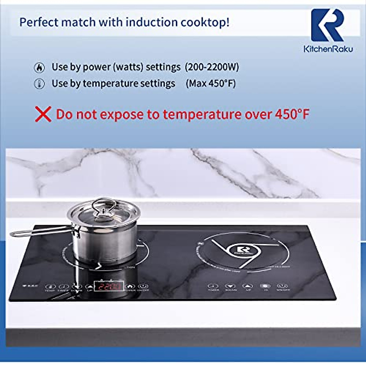 2 PCS Silicone Induction Cooktop Mat - (Magnetic) Cooktop Scratch Protector - for Induction Stove, Multifunctional Silicone Mats - for Air Fryer Liners, Trivet by KitchenRaku