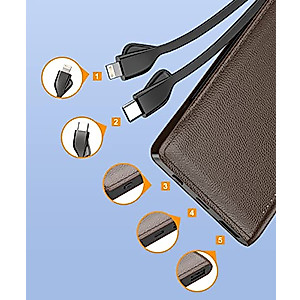 Portable Charger Built in Cable 10000mAh Power Bank Slim External Phone Charger Lightweight Battery Backup Charger Cell Phone Battery Pack Fast Portable Power Pack Compatible with iPhone, Android