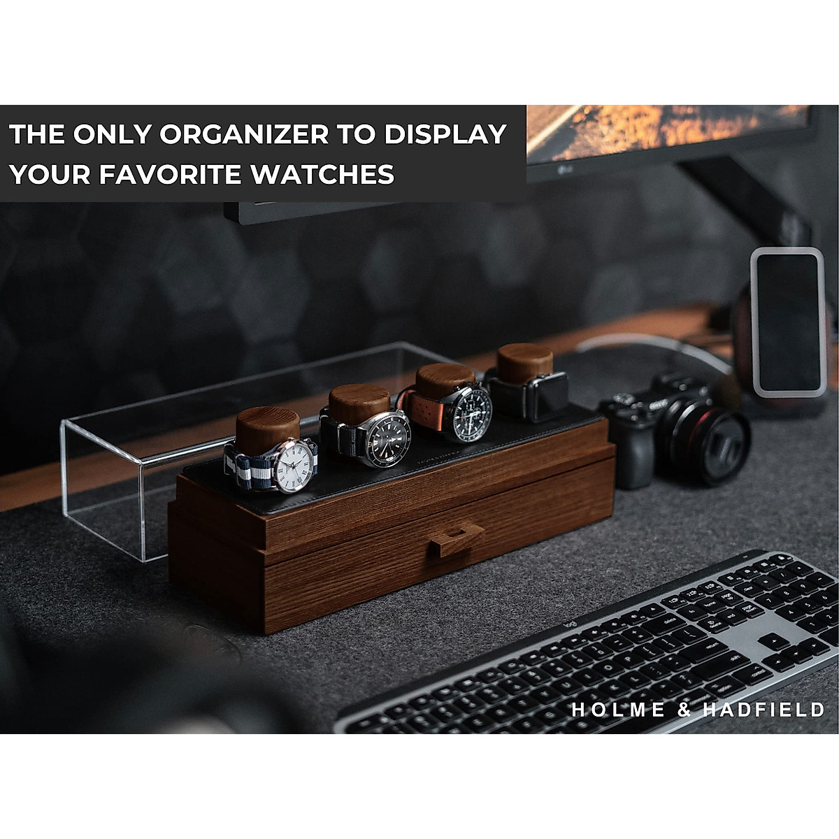 Holme & Hadfield The Watch Deck with Vegan Leather Padding for Extra Protection and Luxurious Finish – Lifetime Assurance Included