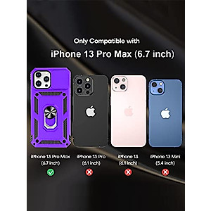 Moofel for iPhone 13 Pro Max Case with 2 Pack Tempered Glass Screen Protector Duty Protective Camera & Kickstand 【Military Grade】 Heavy Cover for iPhone 13 Pro Max 6.7 Inch (Purple)