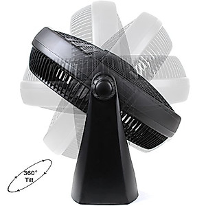 Genesis A3FLOORFANBLACK Adjustable 360 Degree Table Floor Fan, 16", Black