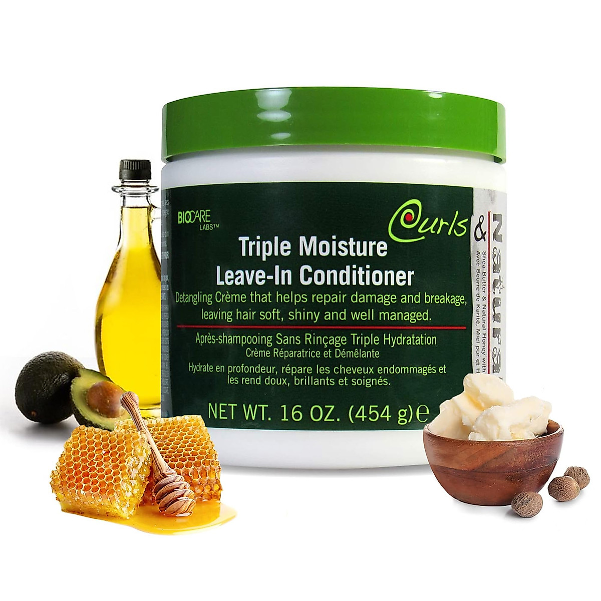 Curls & Naturals Triple Moisture Leave-In Conditioner for Natural Hair, Ideal for All Hair Types, Including Curly & Wavy, Detangles & Softens, 16 OZ