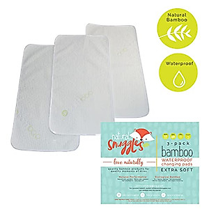 Absorbent Bamboo Baby Changing Table Pads 3 Pack - Reusable Extra Soft Baby Diaper Changing Liners - Leak-Proof - Stain Protective Cover for a Changing Dresser- Extra Large