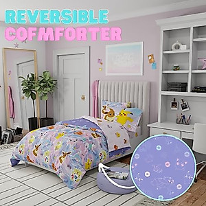 Franco Pokemon Girl Anime Kids Bedding Super Soft Comforter and Sheet Set with Sham, 5 Piece Twin Size, (Official Licensed Product)
