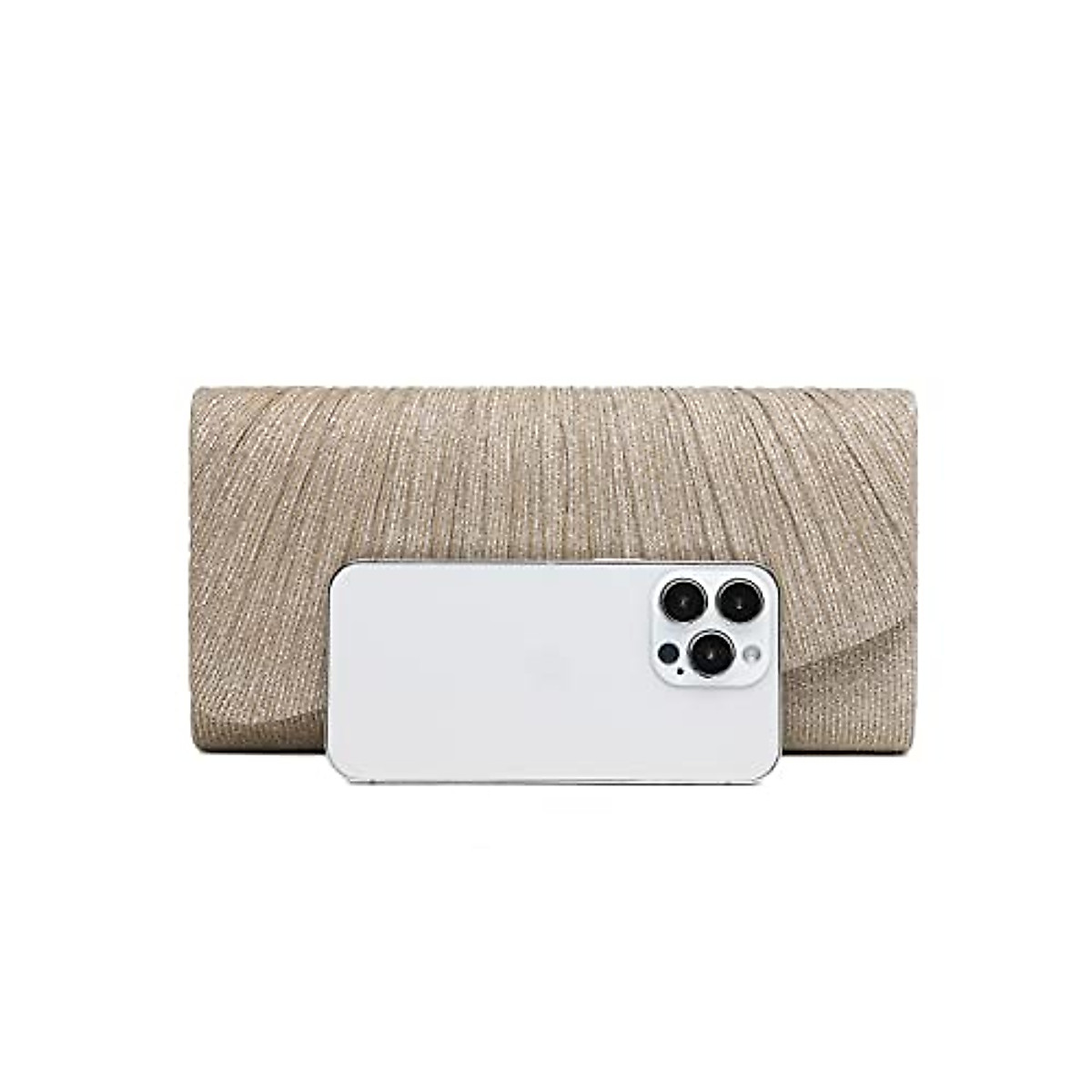 Dreubea Clutch Purse Evening Shoulder Bag for Women, Wedding Party Crossbody Bag with Chain Gold