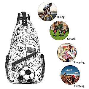 RUVNSR Soccer Sling Bag Sport Ball Soccer Chest Bag Casual Backpack Football Crossbody Bags Travel Hiking Daypack For Adults Women Men Gifts