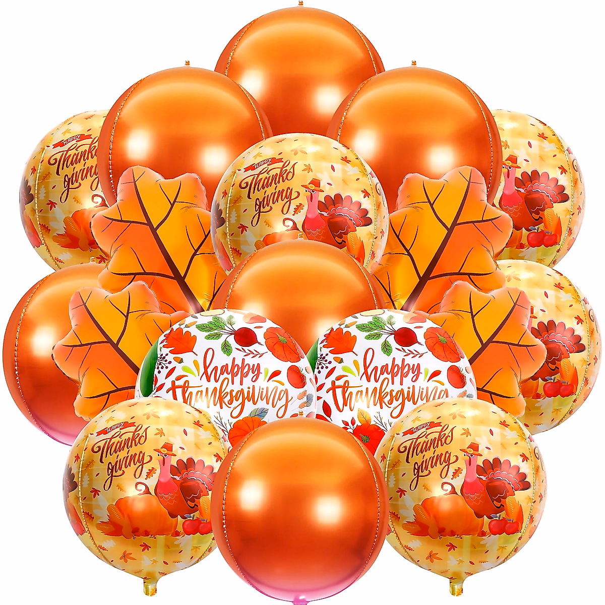 KatchOn, Thanksgiving Turkey Balloons - Large 22 Inch, Pack of 6 | Big Orange Mylar Balloons - 22 Inch, Pack of 6 | Happy Thanksgiving Balloons - Large 27 Inch, Pack of 6 | Thanksgiving Foil Balloons