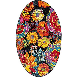 Unique Loom Lyon Collection Area Rug - Kennedy (3' 3" x 5' 3" Oval, Black/ Green)