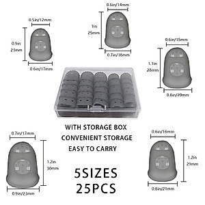 5 Sizes Guitar Fingertip Protector With Compact Box, Premium Silicone Guitar Finger Guards, Non-Slip Breathable Fingertip Protection Covers Caps for Guitar, Sewing, String Instruments (Grey)