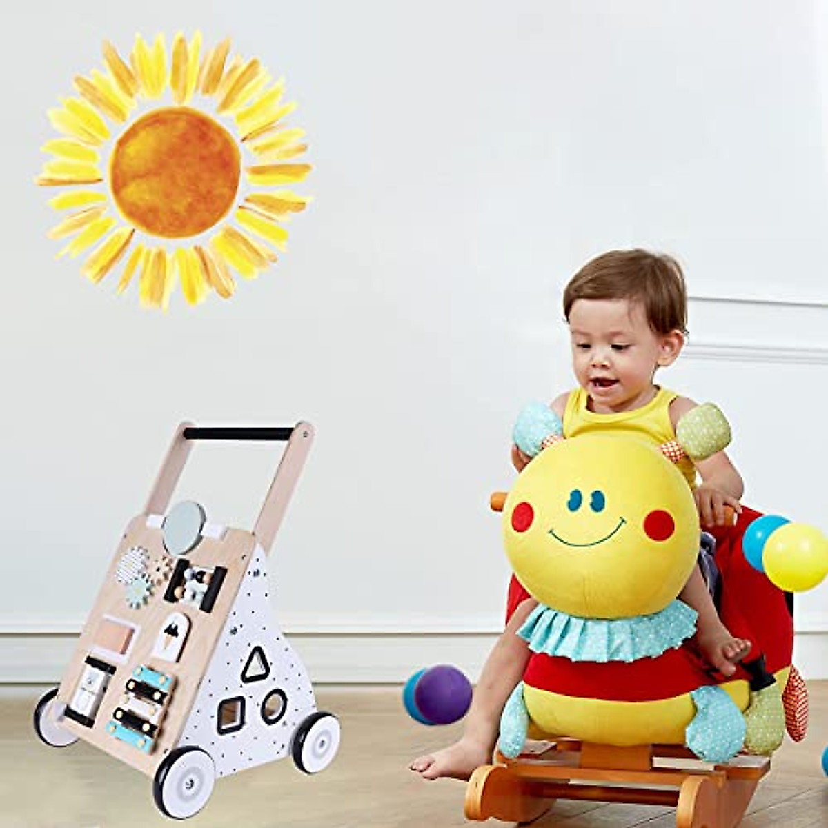 MyHarney Wooden Baby Walker Baby Push Walkers Push Toys for Babies Walker Learning to Walk for 1 Year Old Baby Boys & Girls Toddler Push & Pull Toys Wooden Baby Toys Baby Walker with Wheels