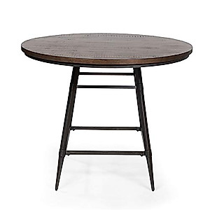 Furniture of America Haliana 45" Round Counter Height Dining Table in Weathered Brown Gray