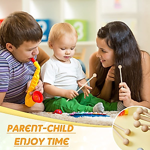 20 Pieces Wood Mallets Percussion Glockenspiel Xylophone Mallets Sticks Wood Small Musical Drumsticks Chime Round Head Hammer Wooden Drum and Percussion Mallets for Kids, 8.2 Inch Long