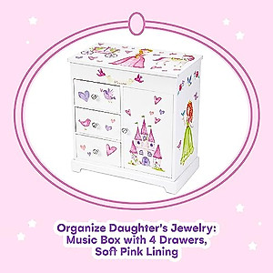 Jewelkeeper Unicorn Musical Jewelry Box with 3 Pullout Drawers, Fairy Princess and Castle Design, Dance of the Sugar Plum Fairy Tune