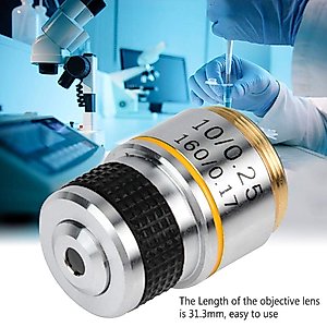 Achromatic Microscope Objective, 10X Achromatic Objective Lens, 160/0.17 Biological Microscope Achromatic Objectives Lens, for Biological Microscope