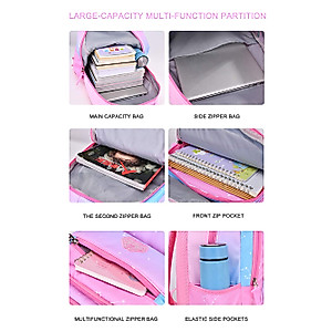 Reorzon Kids Primary School Backpack for Girls Toddler Kindergarten Preschool Starry Sky Gradient School Bookbag