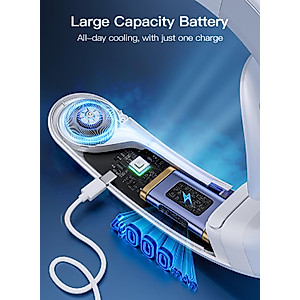 aanotoee Neck Air Conditioner Pro, 100 Speeds Neck Fan Rechargeable, LED Display Cooling Neck Fan, 4000mAh Portable Neck Fan Air Conditioner with 3D Ice Feeling Breathable Neck Brace(White)