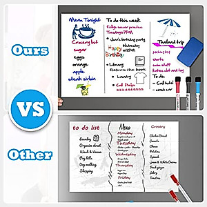 HAMIGAR Magnetic Whiteboard for Fridge, Dry Erase Letter Board, Shopping List Menu, Grocery List Magnet Pad for Fridge, 8.2x12.2 Inches Meal Planning Notepad, with 3 Markers & 1 Eraser & 2 Magnets