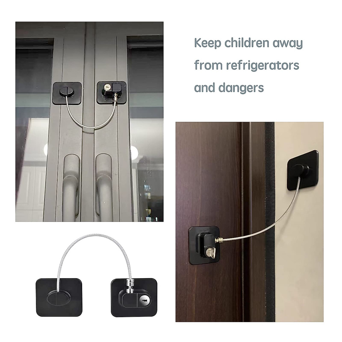 2 Pieces Refrigerator Lock with Strong Adhesive Refrigerator Cabinet Locks with Key for Babies Child Safety for Kitchen Drawers and Windows, Doors and More
