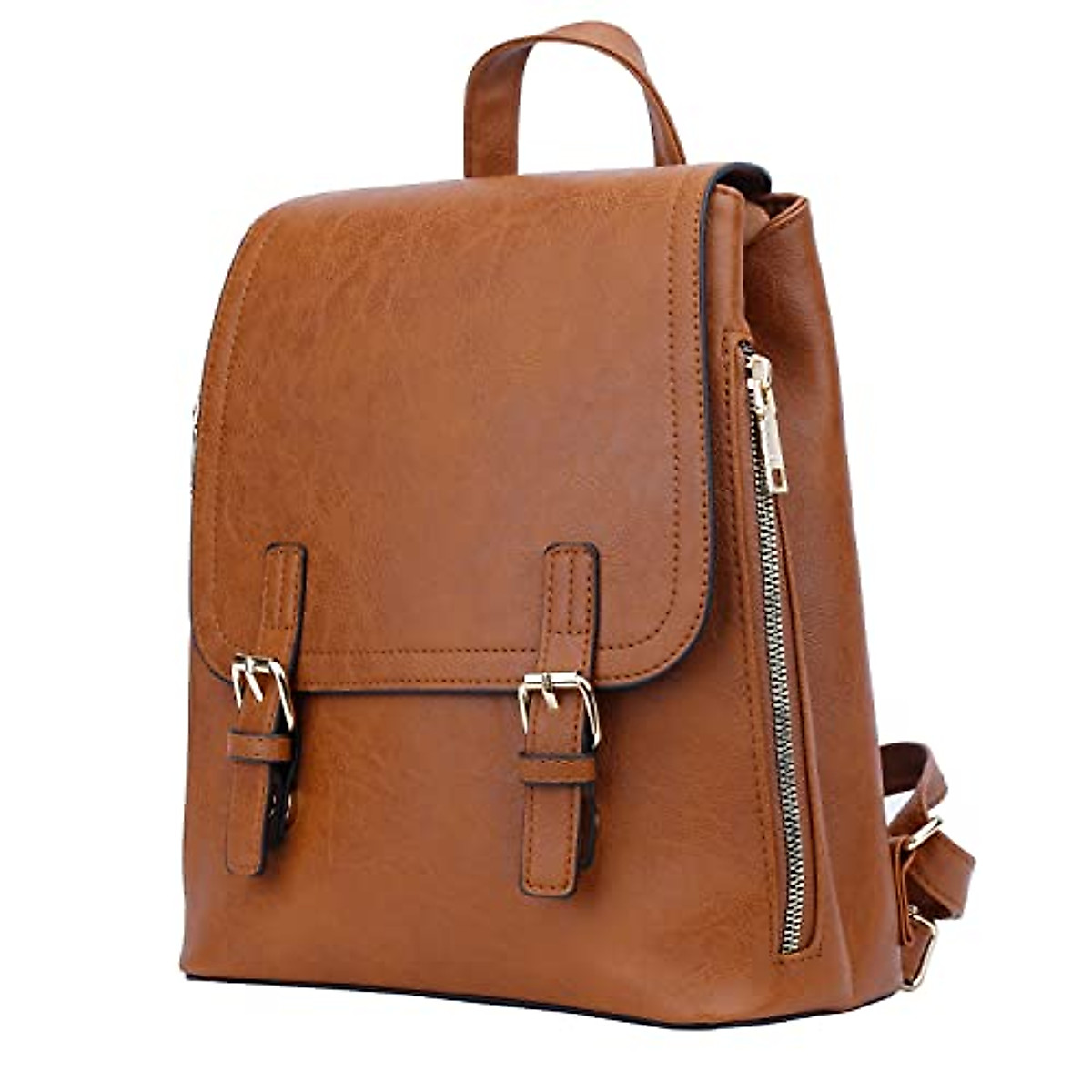 KKXIU Stylish Teen Girls Backpack Bag for Women Vegan Leather Small Bookbag Purse with Multiple Pockets (a-Brown)