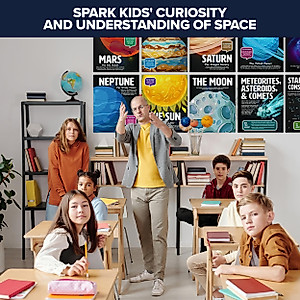 Decorably 15 Space Theme Classroom Decor - 11x14in Space Classroom Decor, Solar System Poster, Space Decorations for Classroom, Space Posters, Outer Space Classroom Decorations, Space Poster