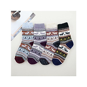 Cosy Encounter Womens Athletic Sports Cozy Wool Socks Warm Knit Thick Soft Winter Crew Socks 4 Pairs Christmas Deer One Size,WDCENS4162SXE4PSN