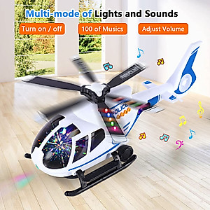 ele ELEOPTION Airplane Toy with Infrared Remote Control Plane Toys Helicopter with Lights and Music for 3 4 5 6 7 8 Year Old Boys Girls Gift White