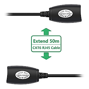 YACSEJAO USB to Ethernet Extender Adapter USB Over RJ45 Ethernet Connector for Cat6/5/5e Extension Cable Adapter up to 165ft (50M)