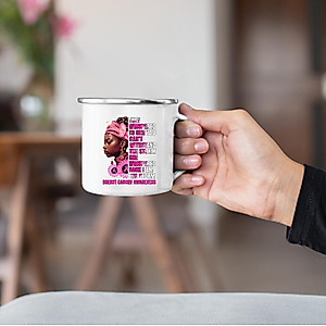 Gift Cancer Survivors Black I am The Storm Pink Ribbon 12oz Enamel Silver Mug