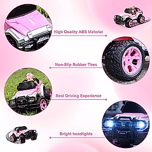 Carox Remote Control Car for Girls, Pink RC Car with Doll and Sticker for Ages 4-10 Years Old Girls, 80 mins with Rechargeable Battery, 1:16 Scale 2.4Ghz, Birthday for Grils,OX11S