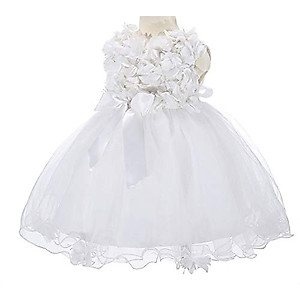 Bow Dream Baby Flower Girl Dress with Shoes Applique Birthday Princess Party White 0-3 Months