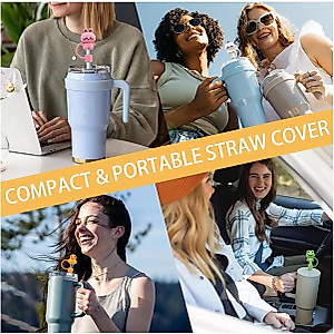 Straw Cover for Stanley Cup,Silicone Straw Covers Compatible with Stanley Mug,Straw Toppers for Stanley 30oz/40oz Tumblers,Reusable Straw Tips Protectors for Stanley