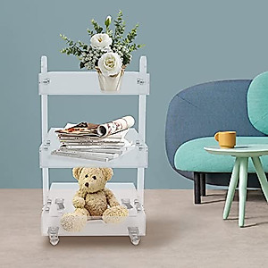 3 Tier Acrylic Multi-Functional Rolling Storage Cart, 16.37x13.38x28 Inch Acrylic Storage Cart with Lockable Wheels for Living Room Bedroom Bathroom Kitchen and Laundry Room