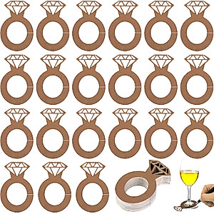 60 Pieces Diamond Ring Drink Tags Wine Glass Charms Markers Diamond Shape Drink Rings Markers Diamond Drink Markers Wine Charms Wedding Glass Identifiers for Valentines Day, Rose Gold